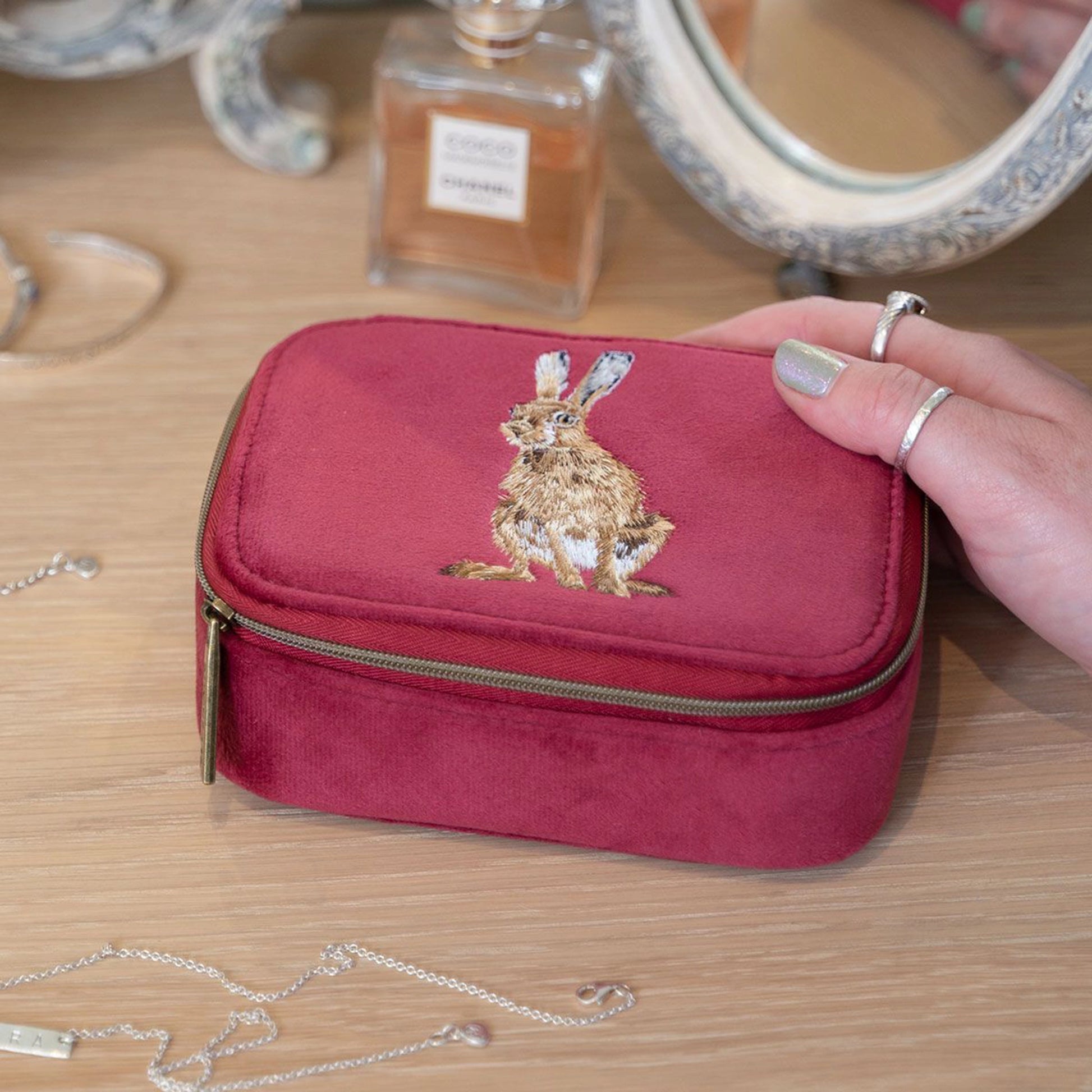 Wrendale Embroidered Accessory Case Hare Golden Hour | Juniper Aberdeen